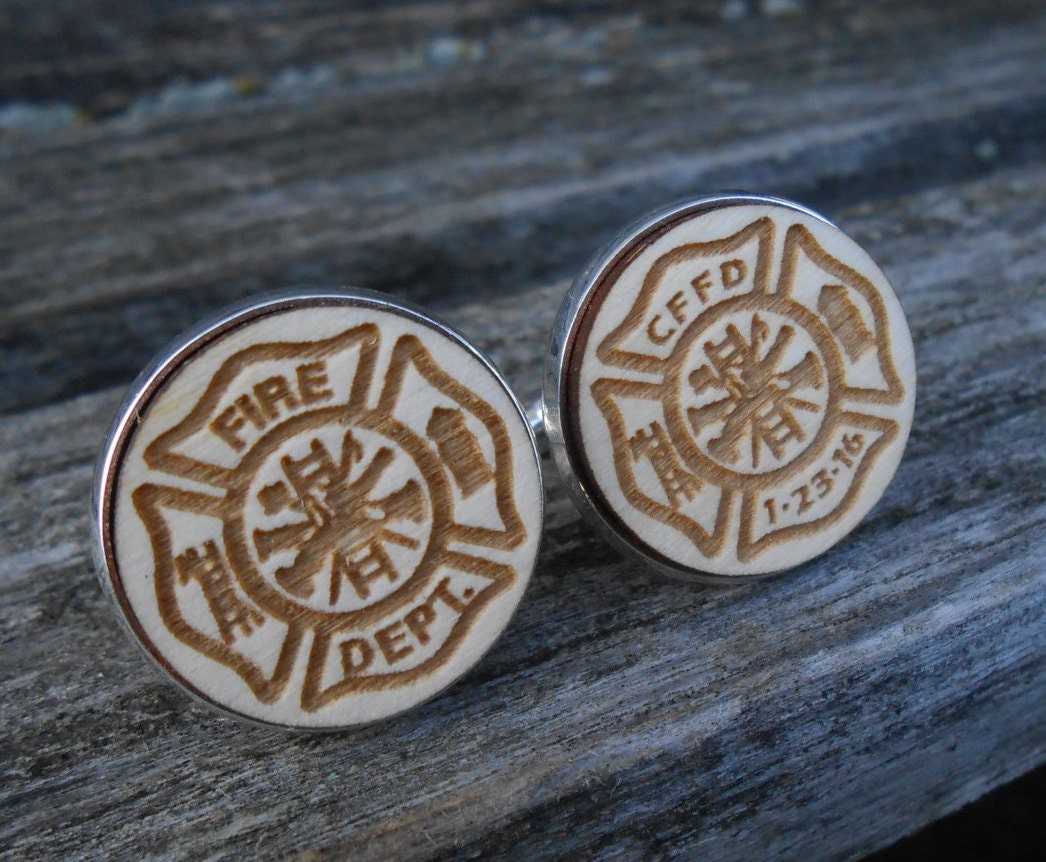 PERSONALIZED Firefighter Cufflinks. Laser Engraved. Wedding - Etsy