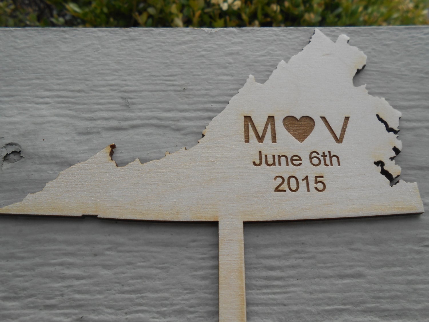 YOUR STATE Wedding Cake Topper. Laser Engraved, Name & Date. Custom ...