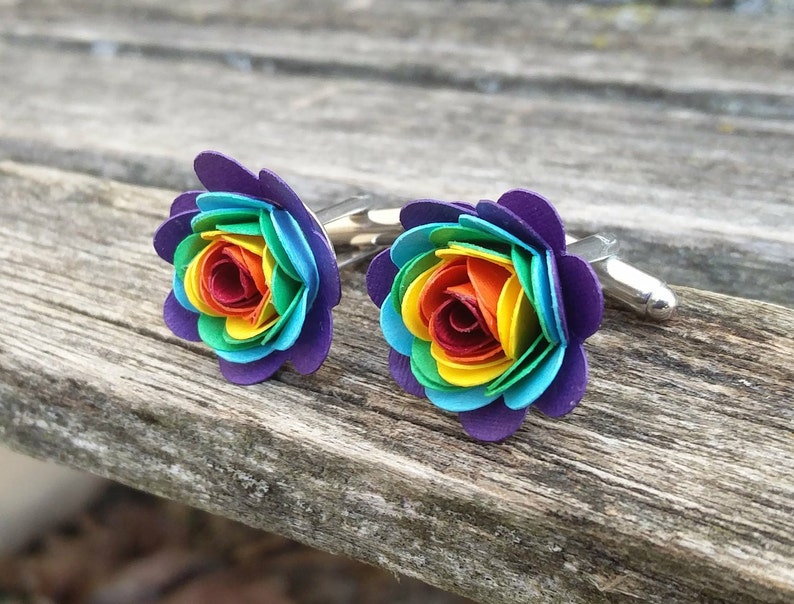 Rainbow Cufflinks. or CHOOSE YOUR COLORS! Wedding, Men's Christmas Gift ...