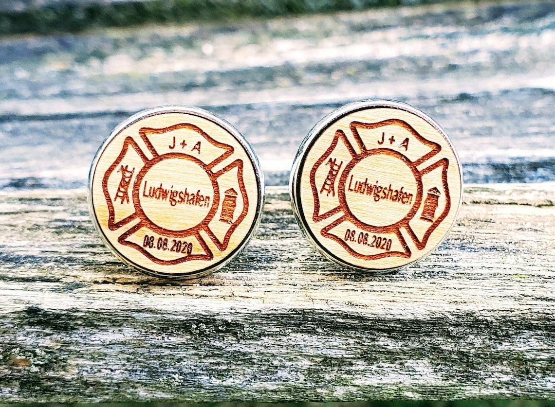 PERSONALIZED Firefighter Cufflinks. Laser Engraved. Wedding | Etsy