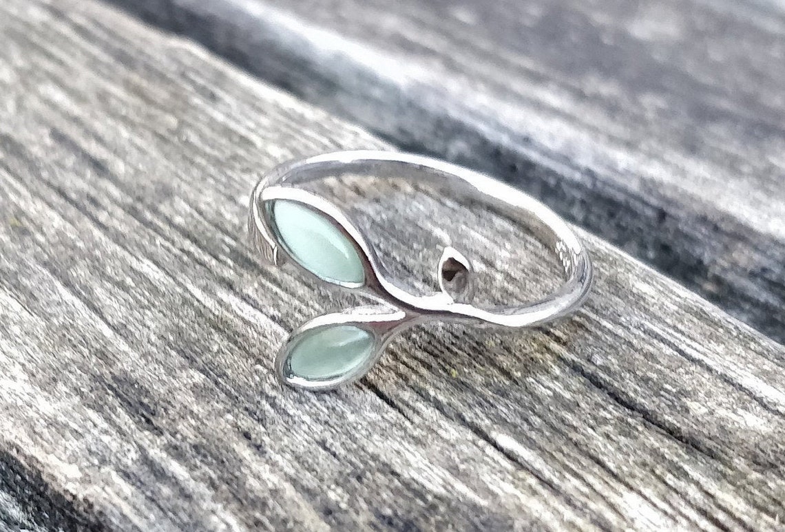 Green Leaf Ring. Silver. Gift for Anniversary Birthday | Etsy