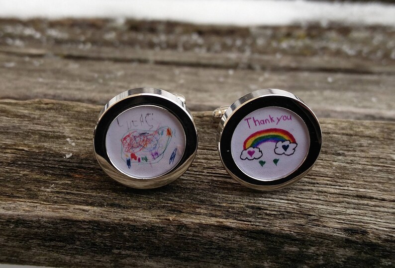 YOUR Children's Art Work Cufflinks. Custom, Personalized. Groom Gift ...