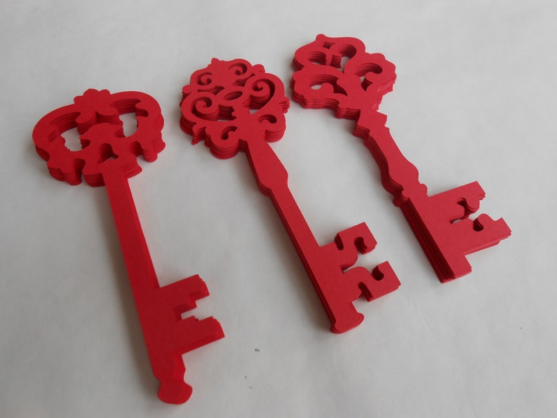 50 Cardstock Skeleton Keys. 5 Inch. CHOOSE YOUR COLORS. Tag, Escort ...