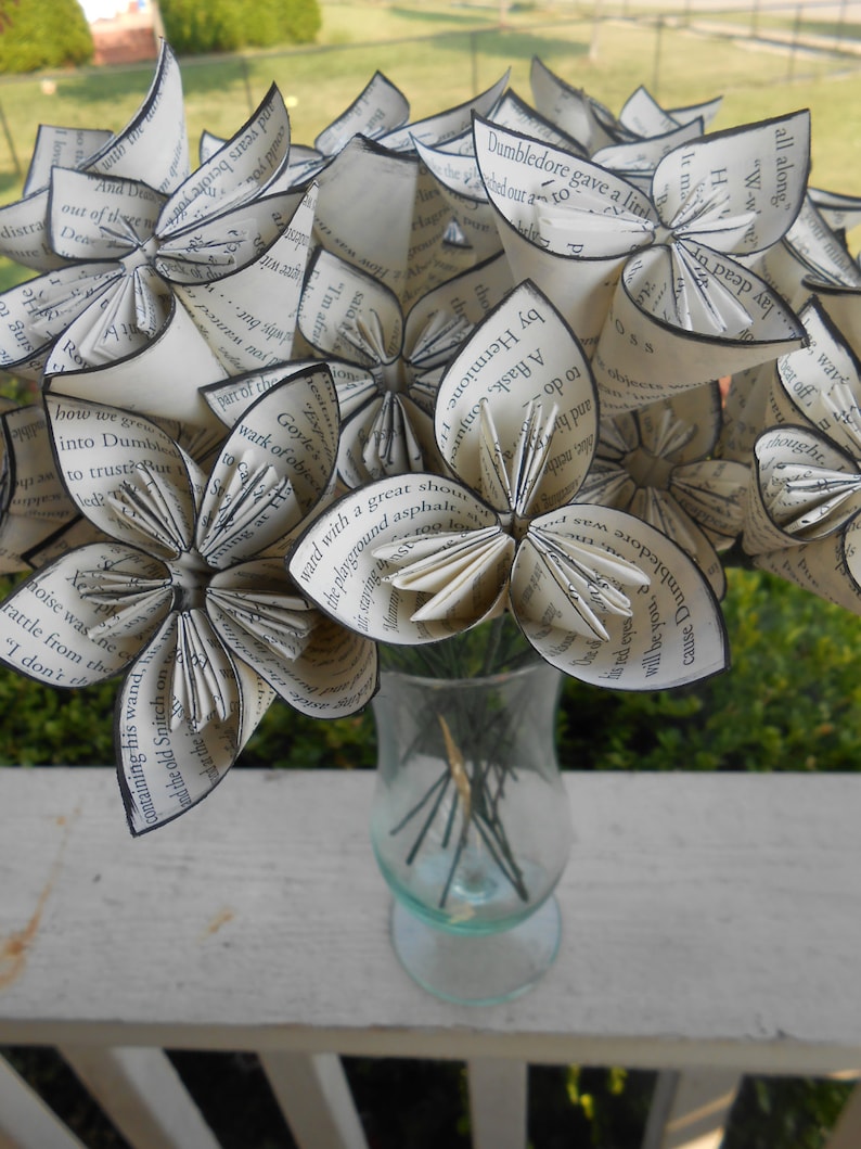 BOOK Paper Flower Bouquet. First Anniversary, Weddings, Home Decoration ...