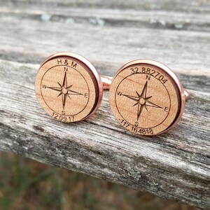 Custom Coordinate Cufflinks. Compass, Personalized Monogram. Wedding ...