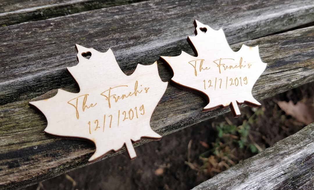 PERSONALIZED Maple Leaf Tags. Laser Cut, Rustic Wedding. Fall Wedding ...