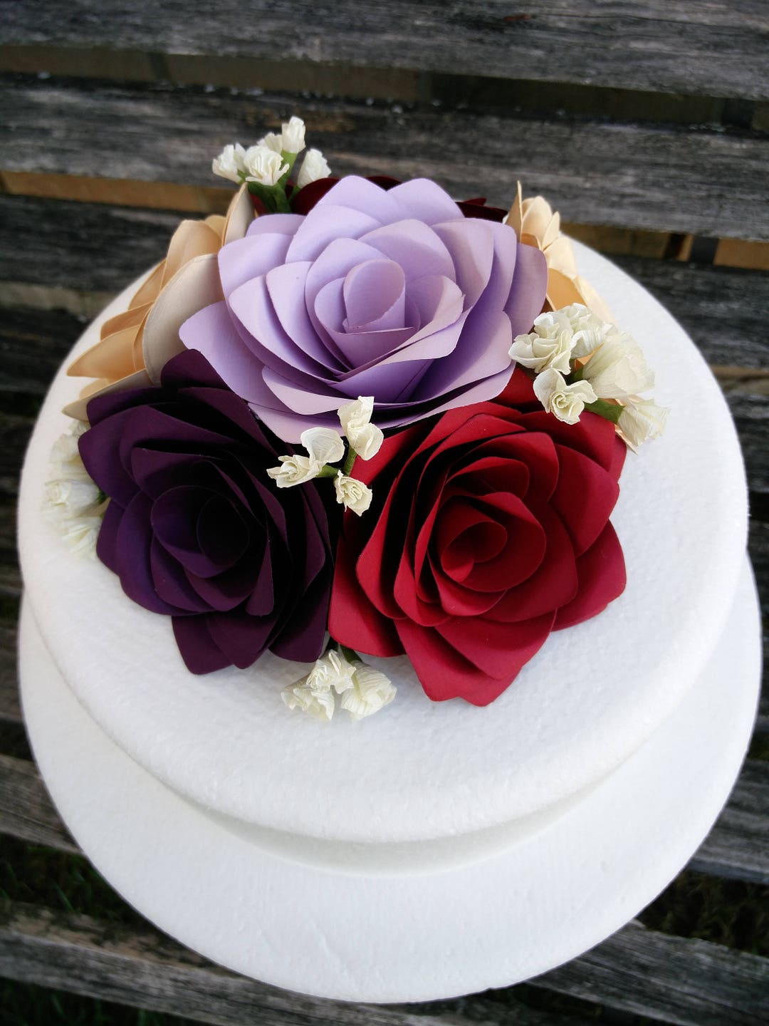 Paper Rose Cake Topper. CHOOSE YOUR COLORS. Custom Cake Topper. Paper ...