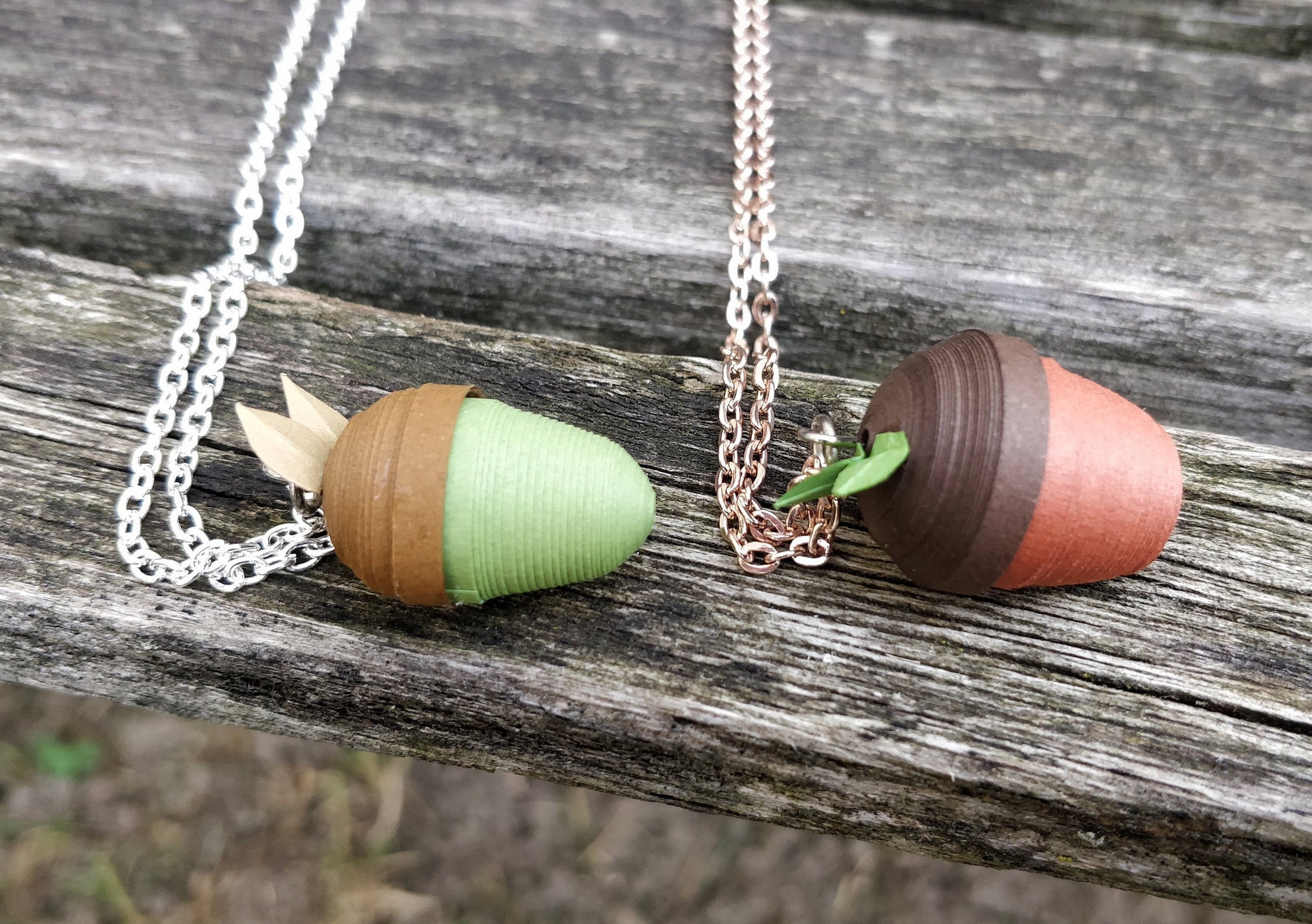 Acorn Necklace. CHOOSE YOUR COLORS. Quilled Paper. Wedding Gift ...