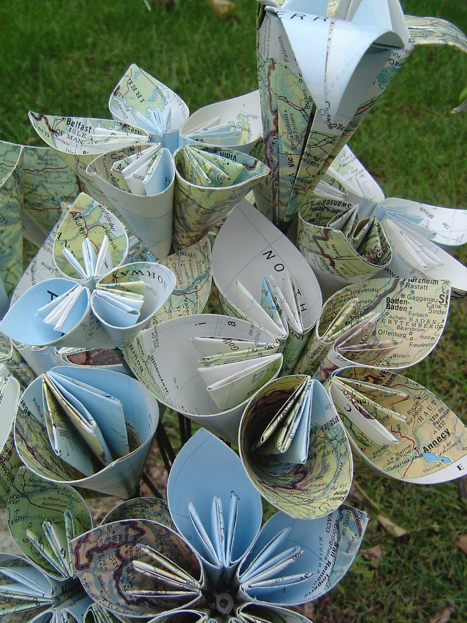 Vintage Map Paper Flower Bouquet. Origami. Gift for Mom, First ...