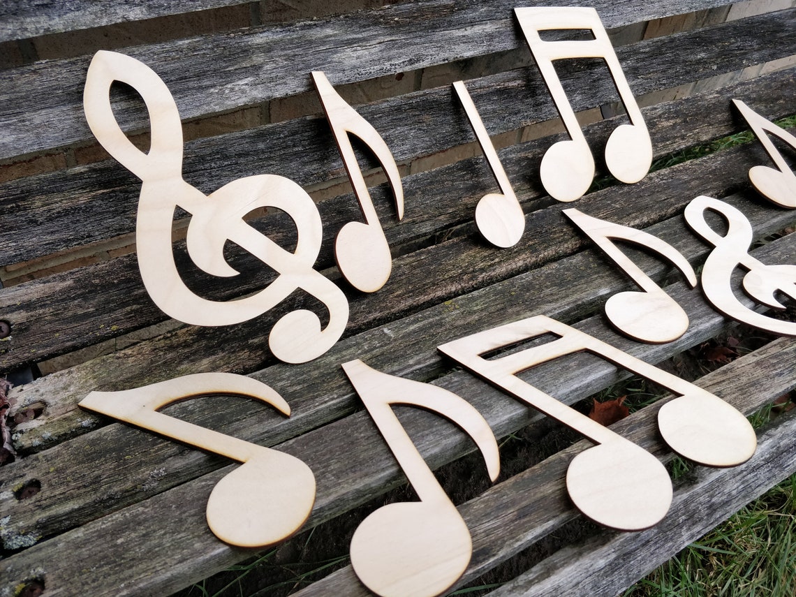 10 Music Notes Wood. CHOOSE YOUR SIZE. Decoration Music | Etsy