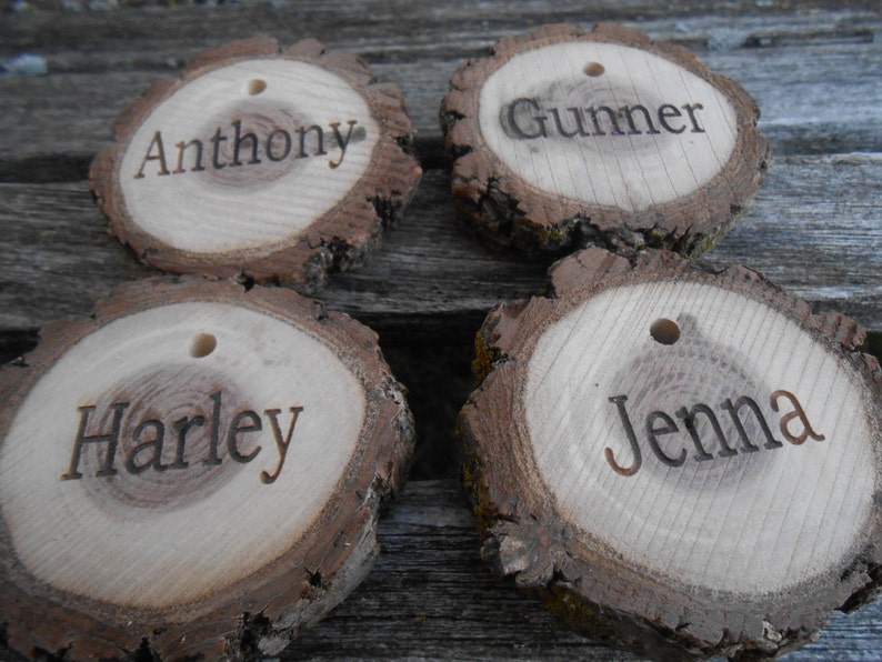 CHRISTMAS STOCKING NAME Tags. Personalized Wood Round Live - Etsy