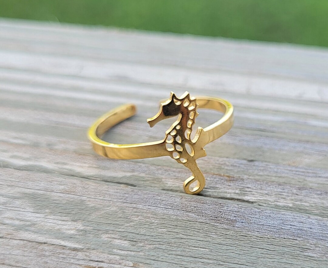 Seahorse Ring. Silver OR Gold. Adjustable. Gift for Birthday, Christmas ...