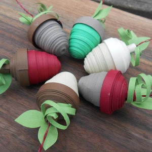 ACORN Christmas Ornaments. SET of SIX, Quilled Paper Ornament. Gift for ...