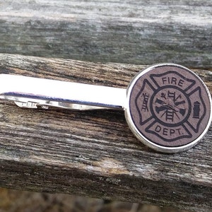 Firefighter Tie Clip. Leather, Engraved. Wedding, Groom, Groomsmen Gift ...