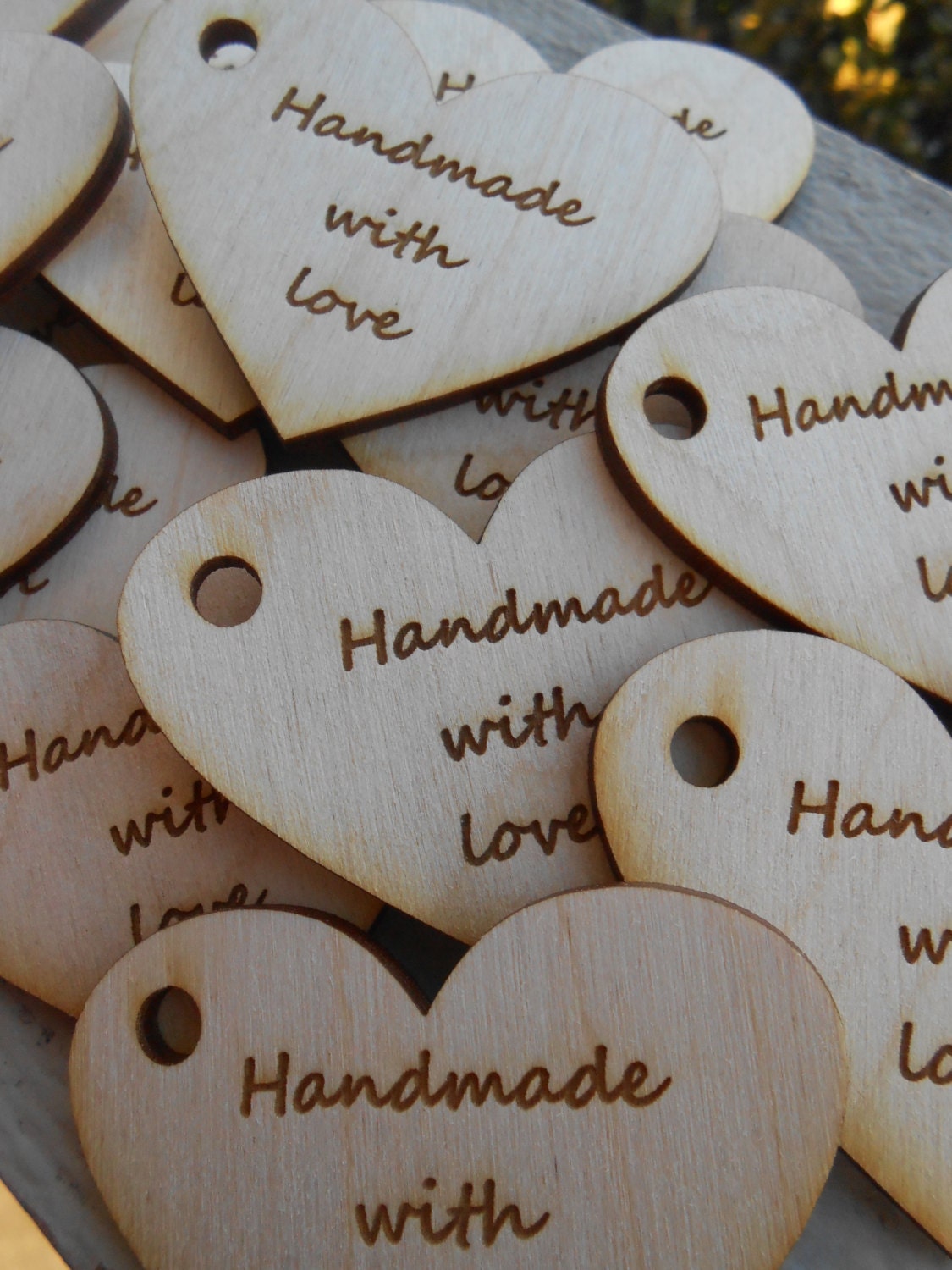 20 handmade With Love Heart Tags. Laser Cut | Etsy