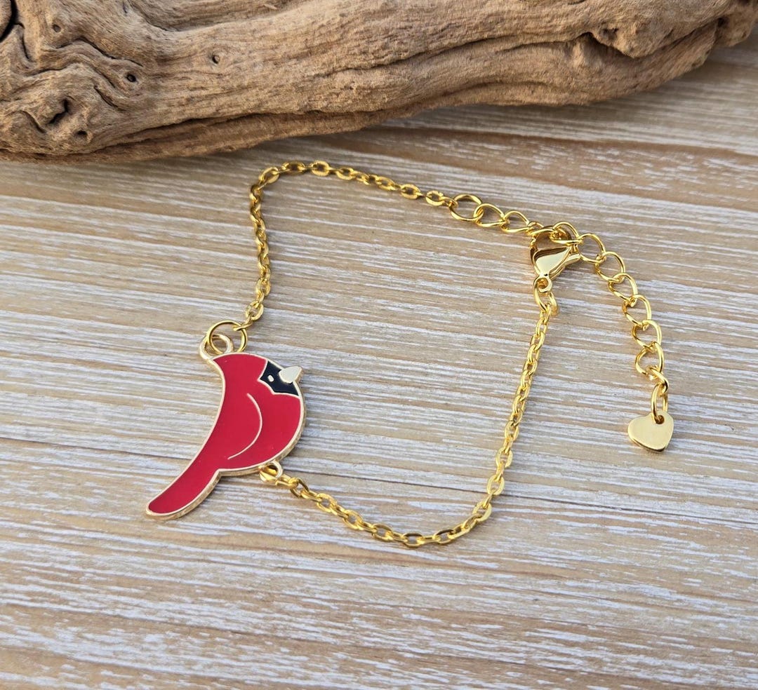 Red Cardinal Bracelet. Bird Bracelet. Memorial Gift. Anniversary ...