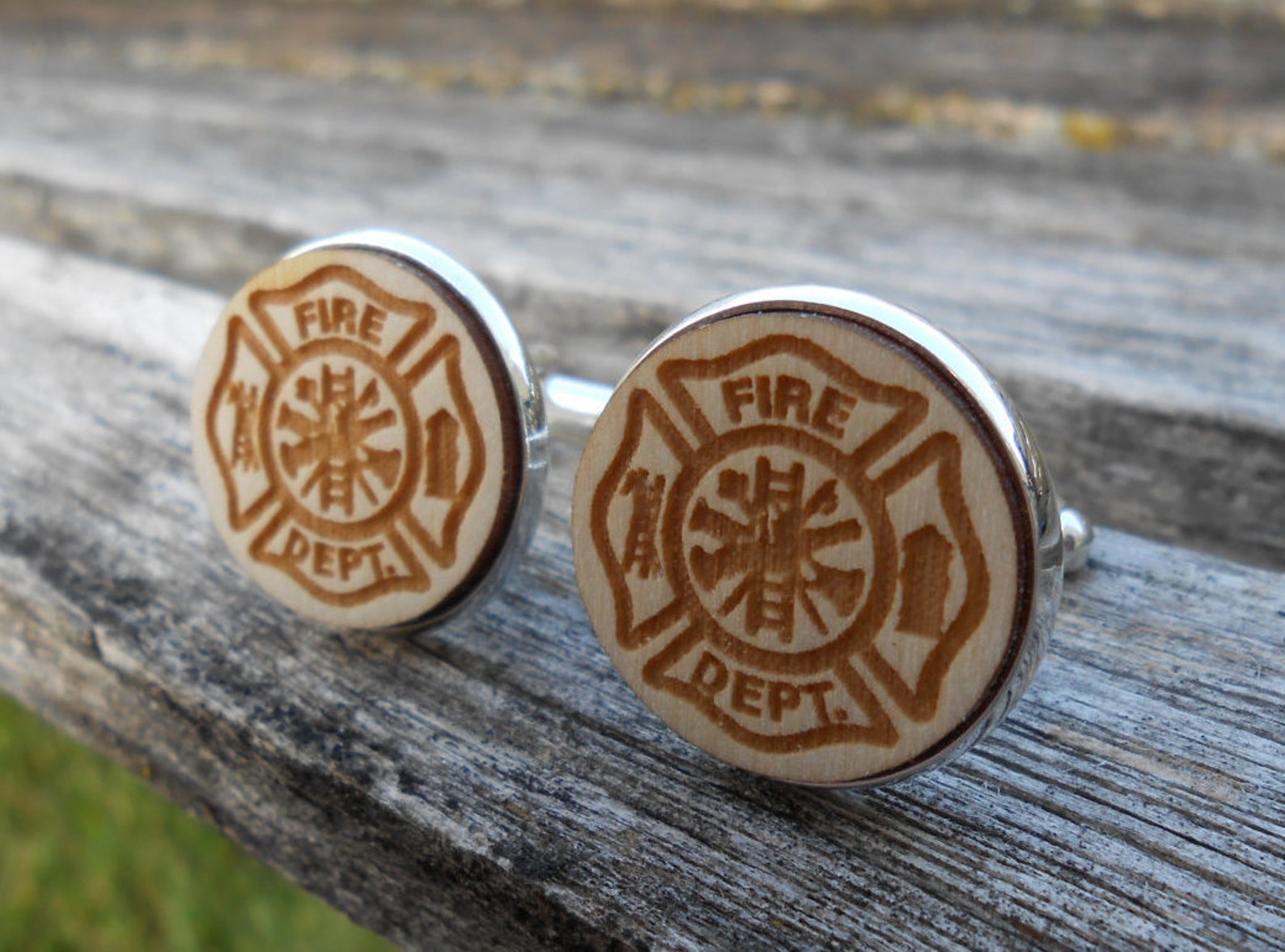 Firefighter Maltese Cross Cufflinks. Laser Engraved. Wedding - Etsy