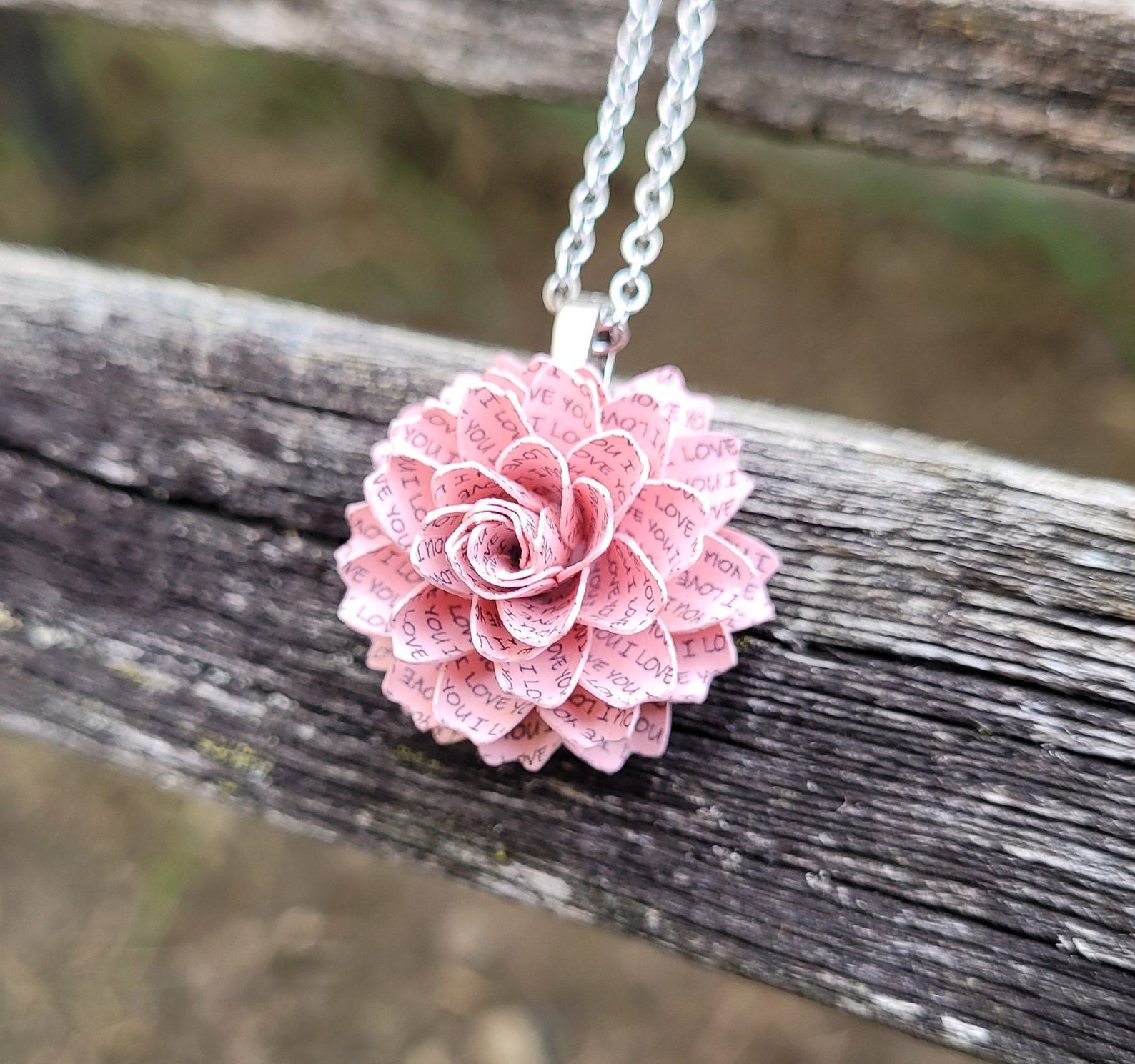 I Love You Dahlia Paper Flower Necklace. Wedding Bridesmaid - Etsy