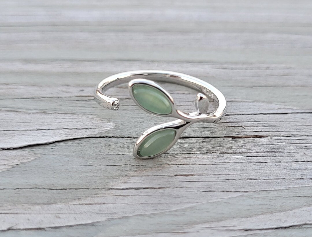 Green Leaf Ring. Silver. Gift for Anniversary Birthday - Etsy