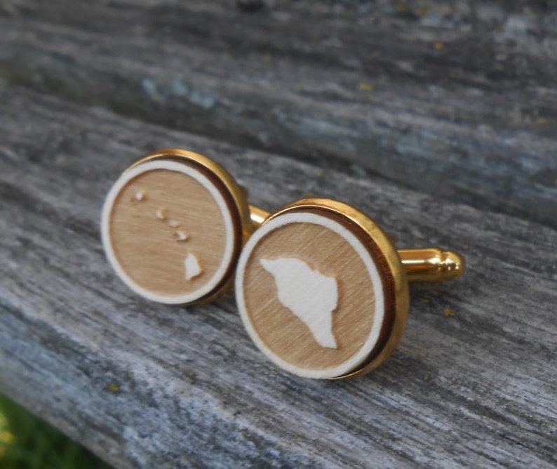 Wood STATE Cufflinks. HAWAII. Laser Engraved. Wedding - Etsy