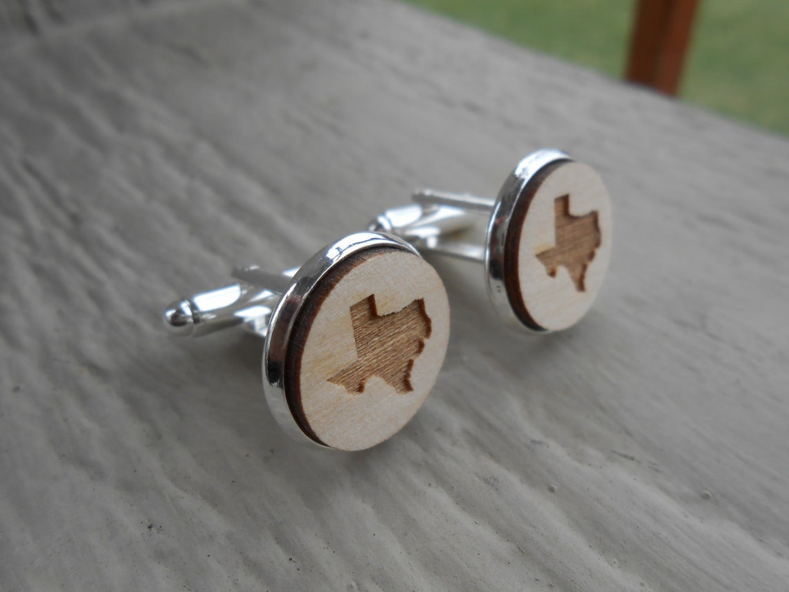 Wood Texas Cufflinks. Laser Engraved. Wedding, Groom, Groomsmen Gift ...