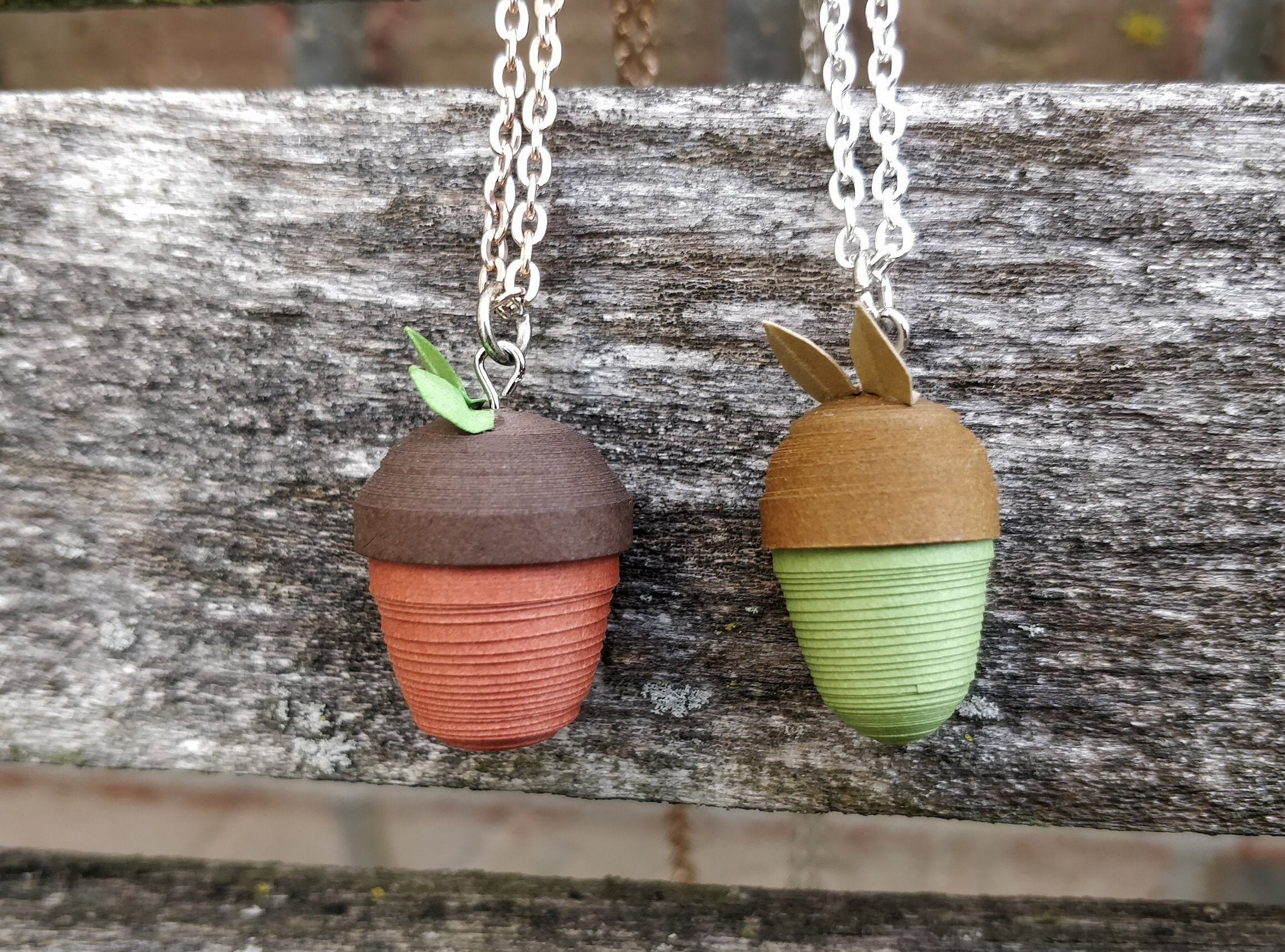 Acorn Necklace. CHOOSE YOUR COLORS. Quilling. Wedding Gift, Bridesmaid ...