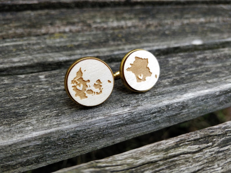 Bride & Groom Country Cufflinks. CHOOSE YOUR PLACES. Laser | Etsy