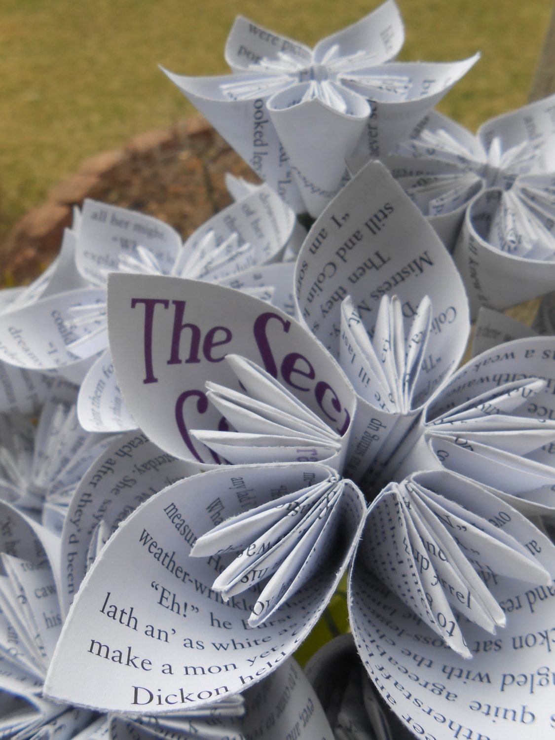 Secret Garden Paper Flower Bouquet, Origami Paper Flowers. Upcycled ...
