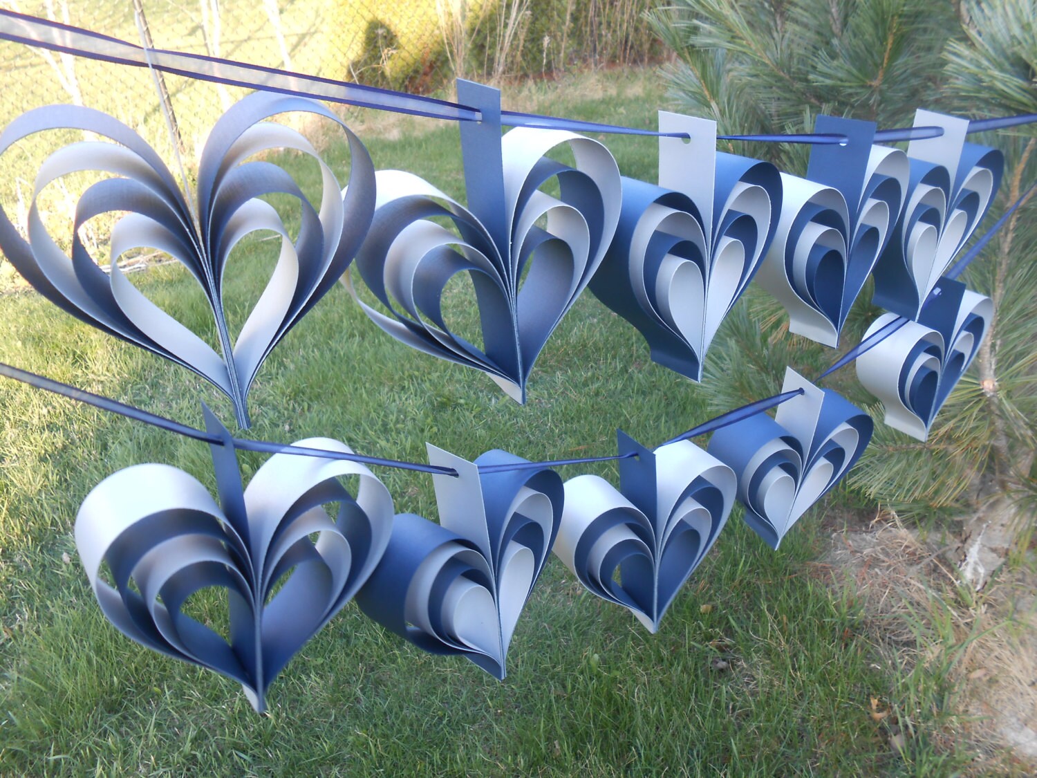TWO Garlands of NAVY & SILVER Hearts. 10 Hearts. Wedding - Etsy