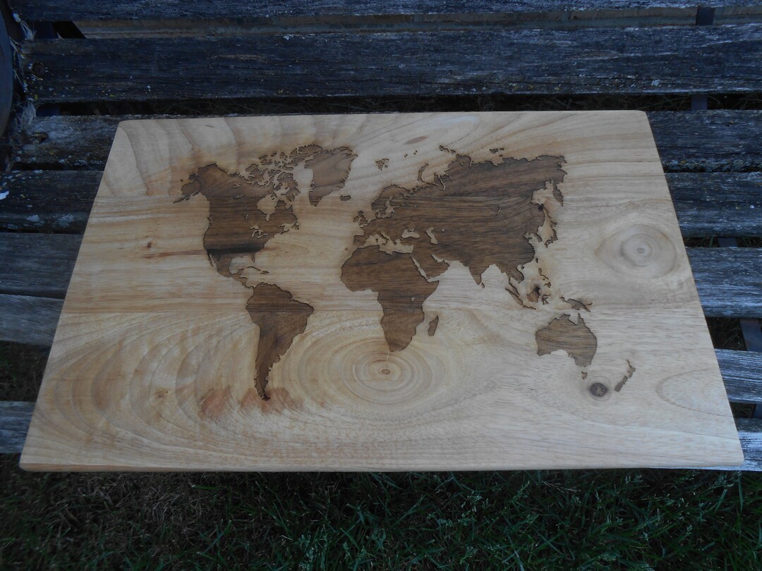 World Map Cutting Board, Large. Laser Engraved. Gift for Dad, Fathers ...