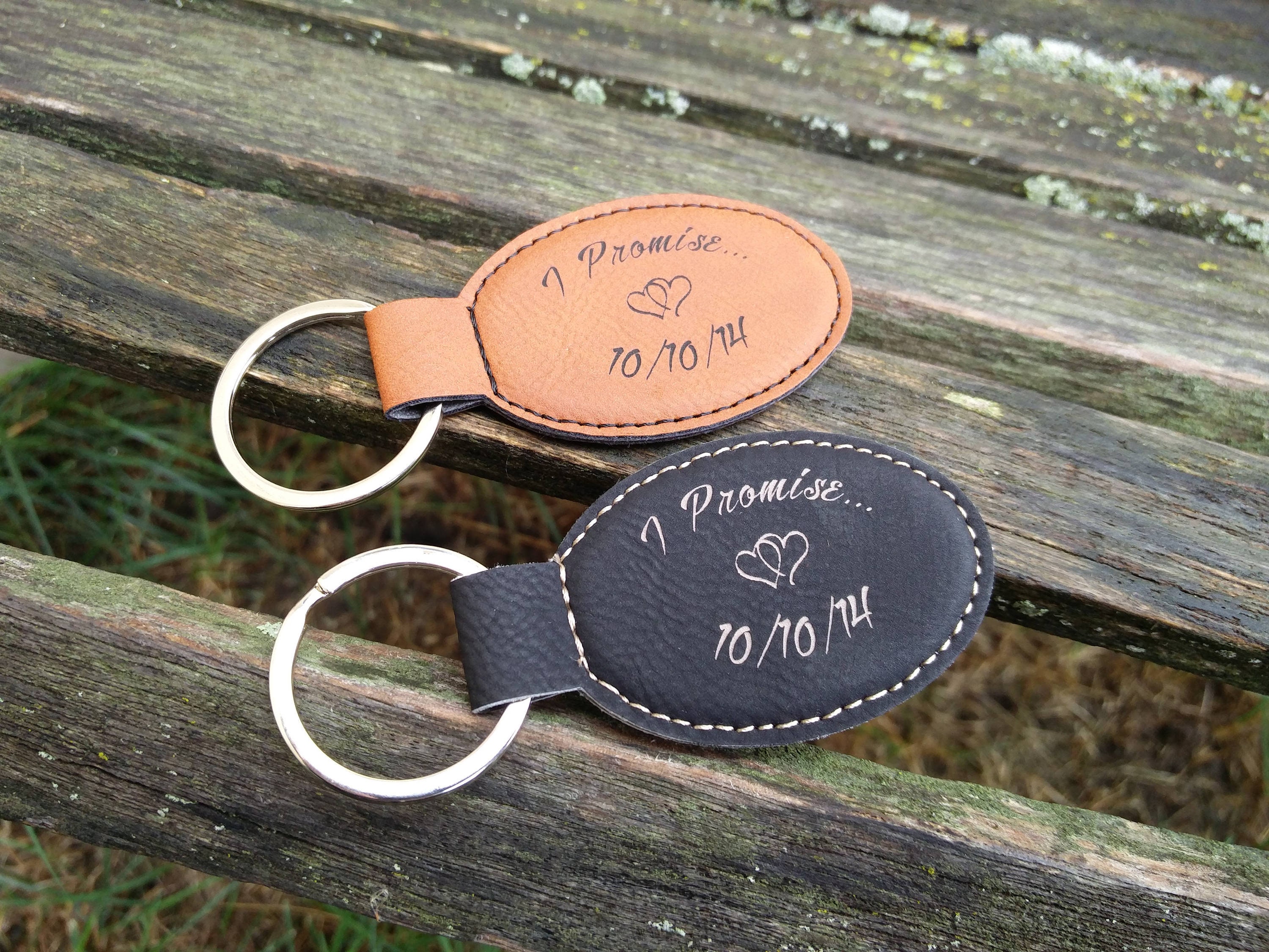 Customized Leather Keychain. Laser Engraved Tag. Wedding, Groomsmen ...