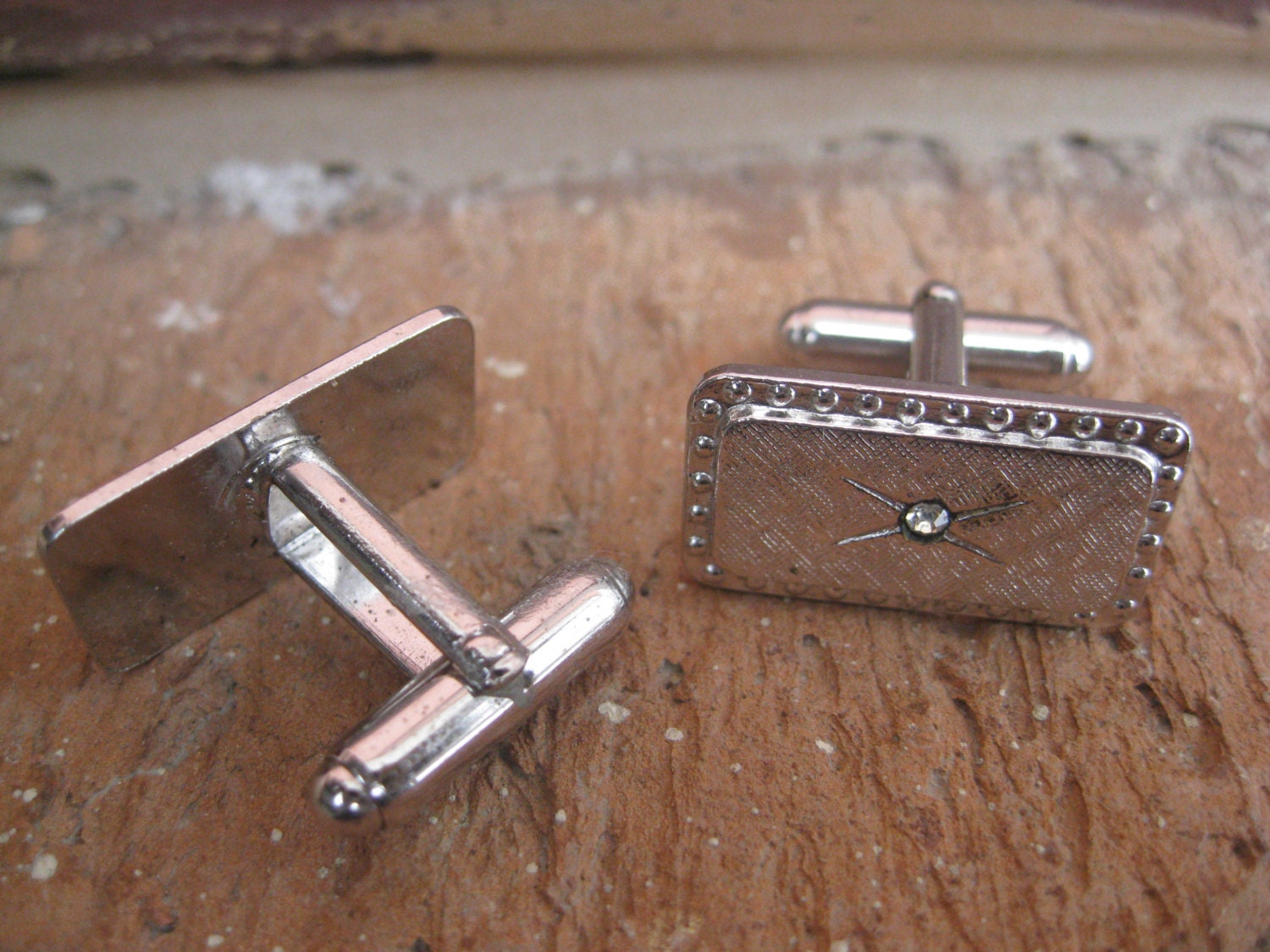 SALE: Vintage Silver & Rhinestone Cufflinks. Wedding | Etsy