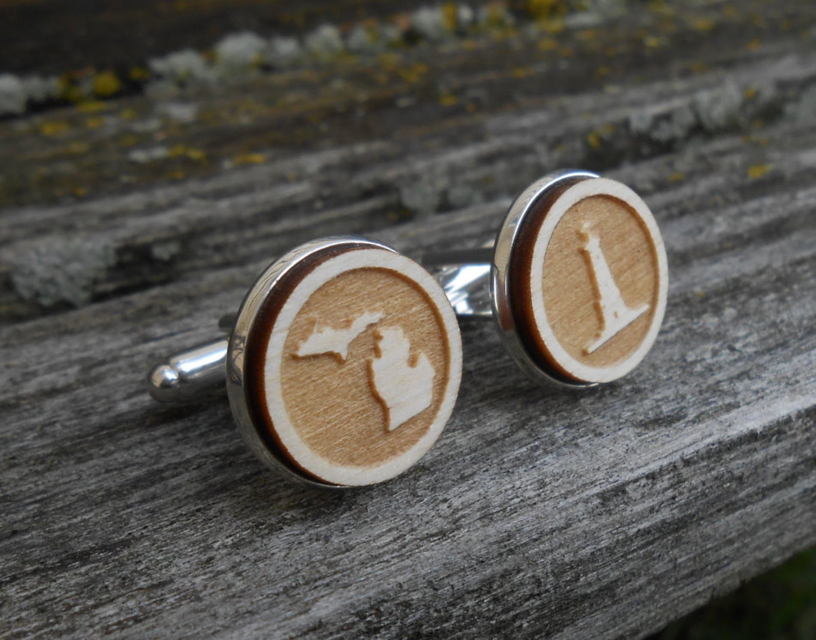 Michigan Lighthouse Cufflinks. Laser Engraved. Wedding - Etsy