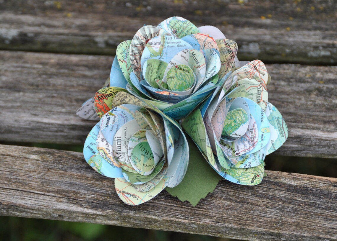 Map Paper Rose Cake Topper. 46 or 8 Inch. CHOOSE YOUR MAPS - Etsy