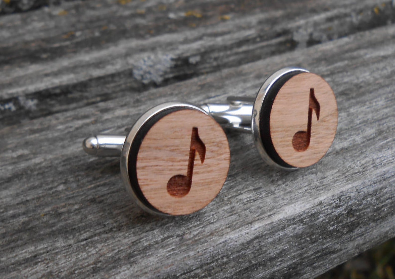 Music Note Cufflinks. Laser Engraved Wood. Wedding | Etsy