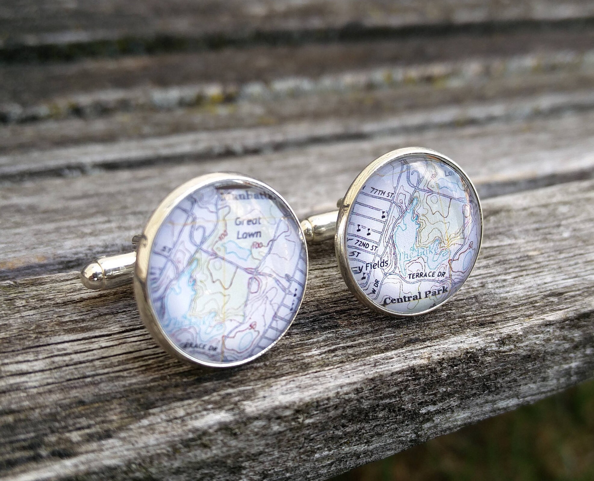 Central Park Map Cufflinks. Choose Your Location. Wedding | Etsy