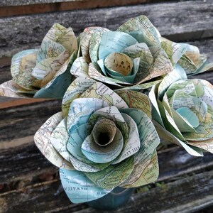 Half Dozen Vintage MAP Paper Roses. Handmade Bouquet. Anniversary ...