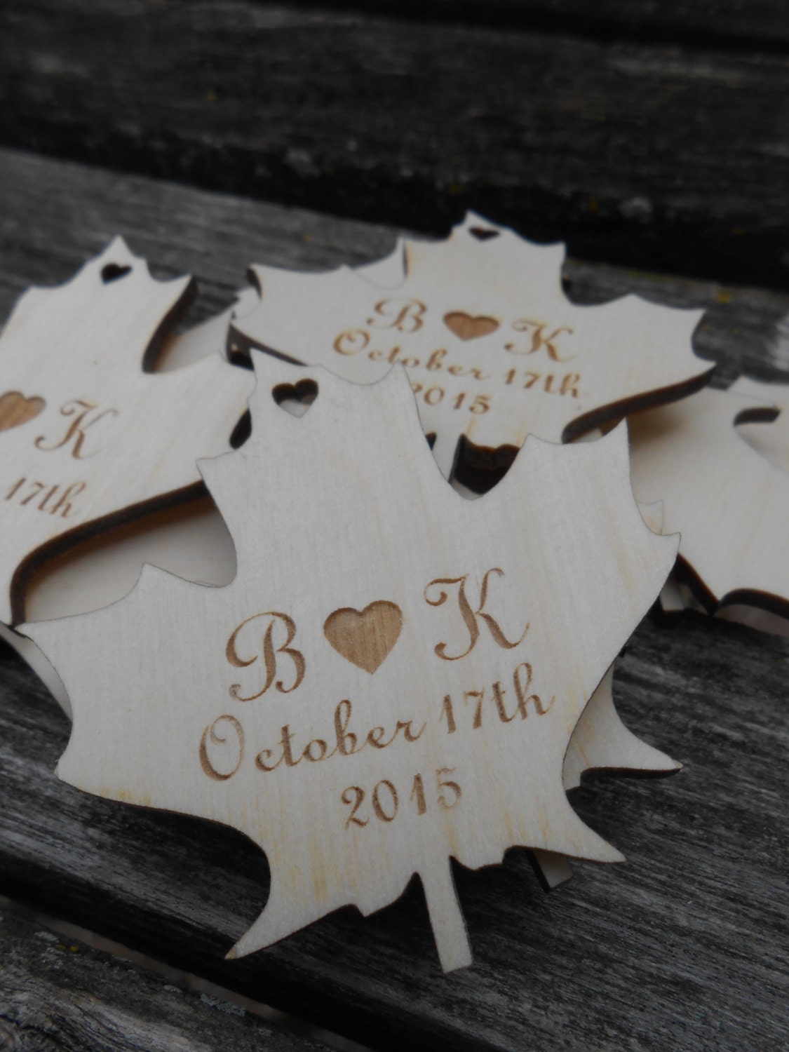 PERSONALIZED Maple Leaf Tags. Laser Cut Rustic Wedding. Fall - Etsy