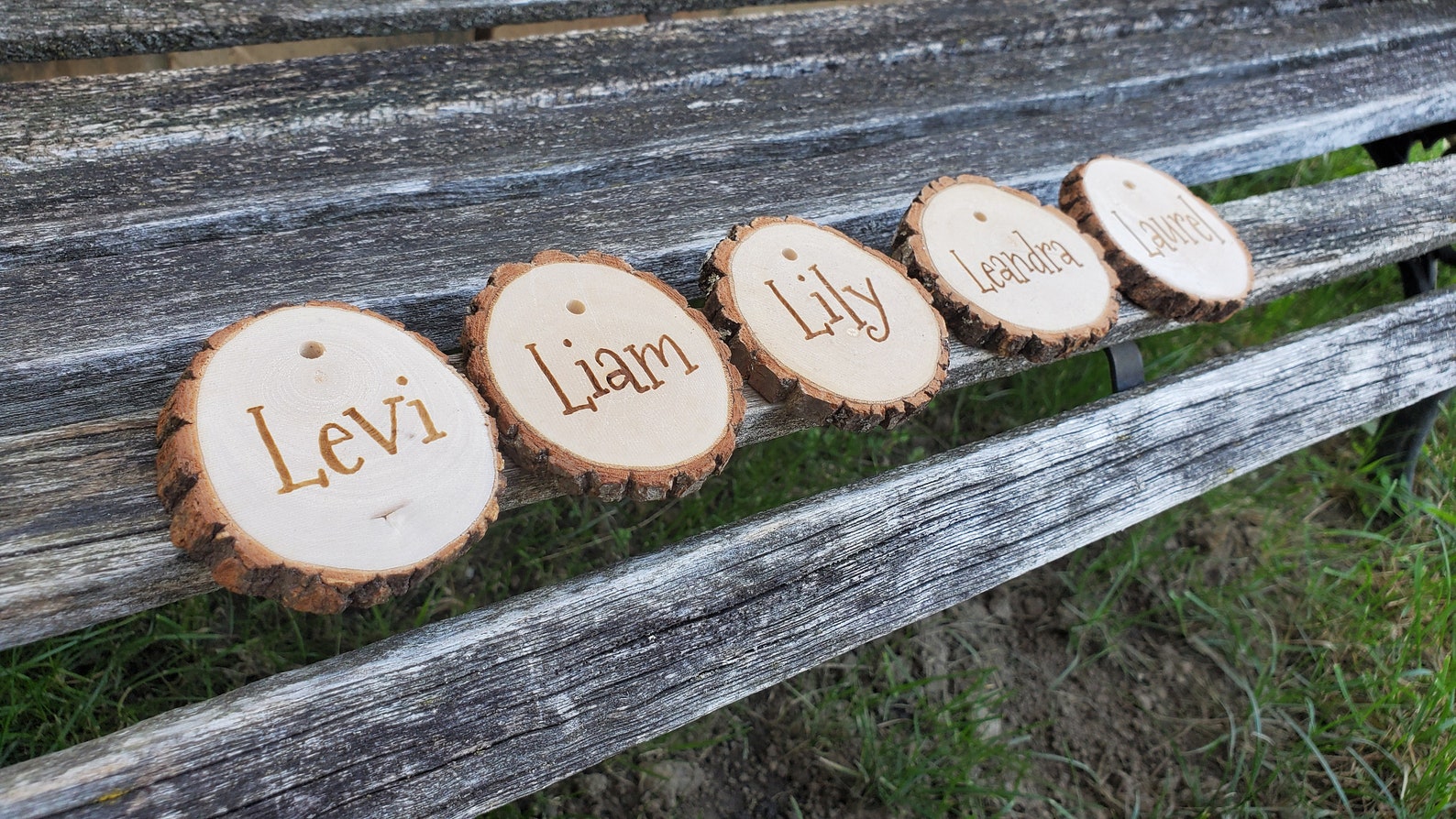 CHRISTMAS STOCKING NAME Tags. Personalized Wood Round Live - Etsy