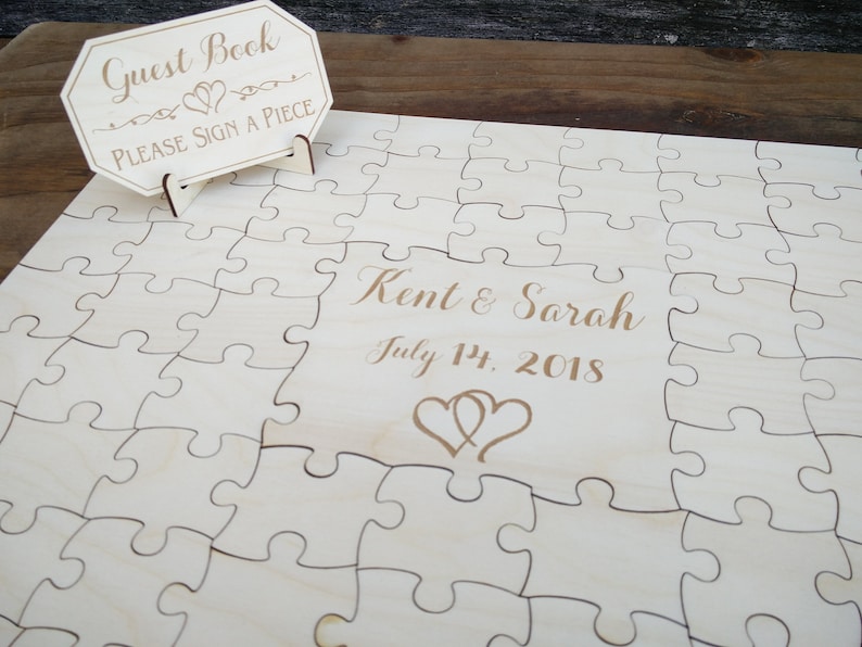 Wood Guest Book Puzzle. Personalized, Guest Book Alternative. Wedding ...