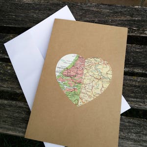 Vintage Map Card. CHOOSE YOUR PLACES! Wedding, Thank You, Anniversary ...
