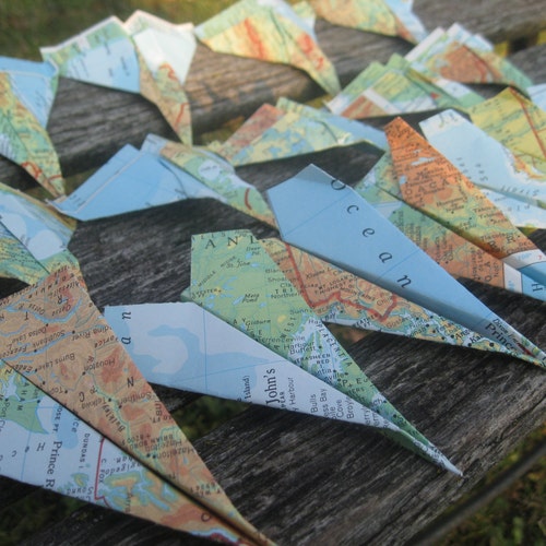 Vintage Map Paper Airplanes. CHOOSE YOUR PLANES. Escort Cards | Etsy
