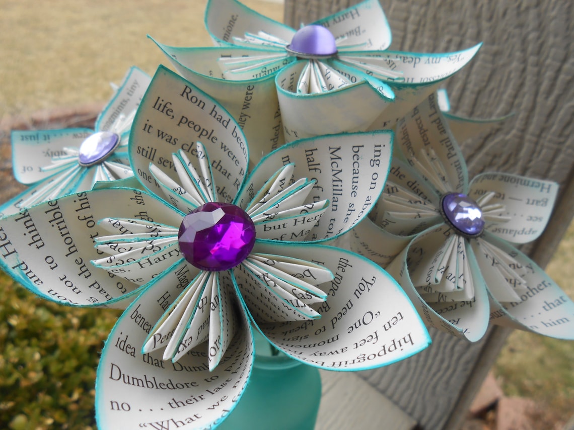 Book Paper Flower Bouquet. CHOOSE YOUR COLORS. First | Etsy