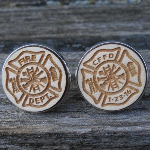 PERSONALIZED Firefighter Cufflinks. Laser Engraved. Wedding, Men's ...