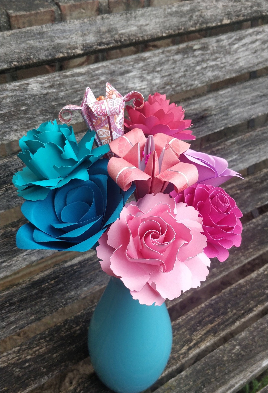 Custom Paper Flower Bouquet. CHOOSE YOUR COLORS. Centerpiece, Wedding ...