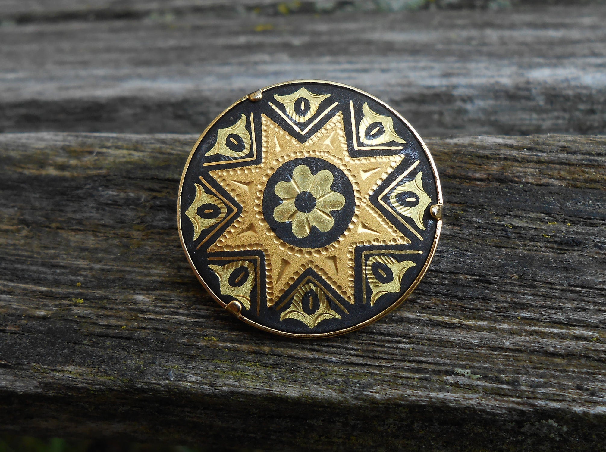 Vintage Damascene Star Pin Made in Spain. 1960s Vintage. | Etsy