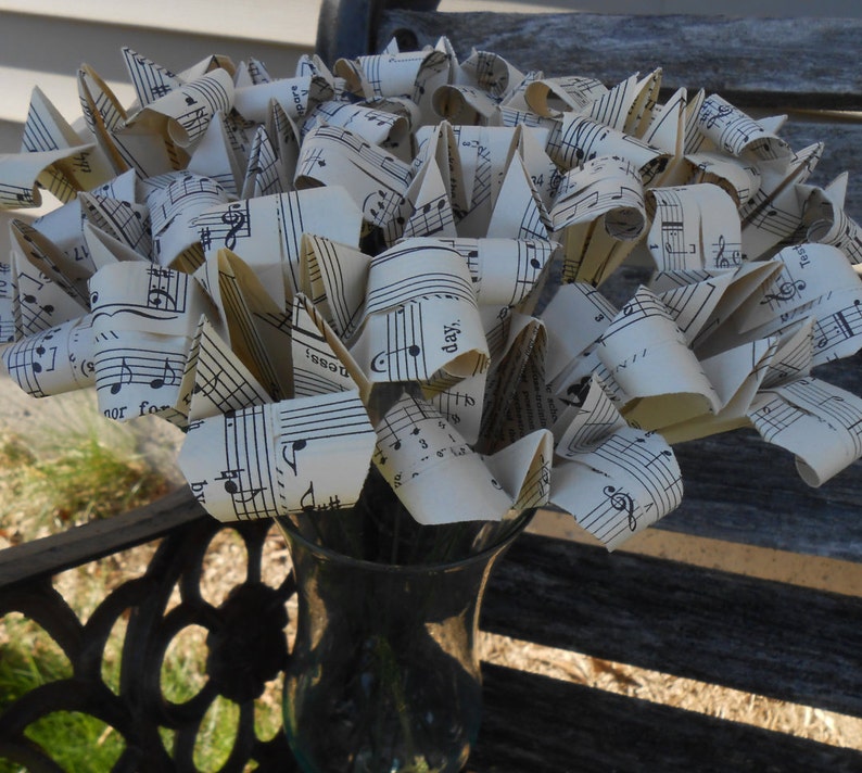 Vintage Sheet Music Lily Bouquet Upcycled Origami Paper - Etsy
