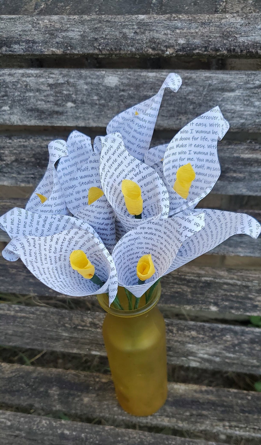 Custom Song Lyric Calla Lily Bouquet. CHOOSE YOUR SONG! Valentine ...