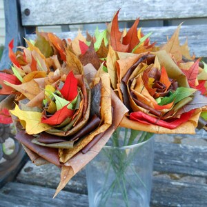6 FALL Maple Leaf Roses, With Teasel. REAL LEAVES! Fall Home Decor ...