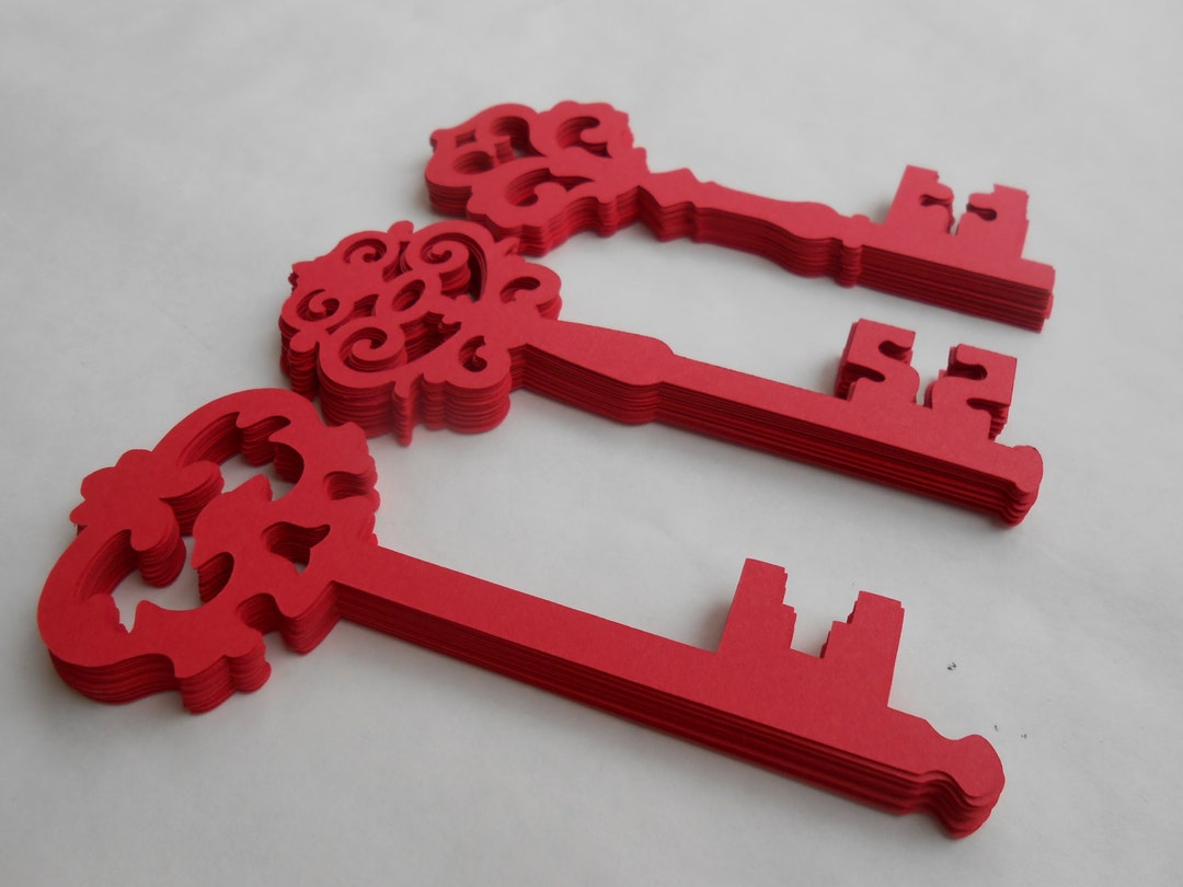 50 Cardstock Skeleton Keys. 5 Inch. CHOOSE YOUR COLORS. Tag, Escort ...